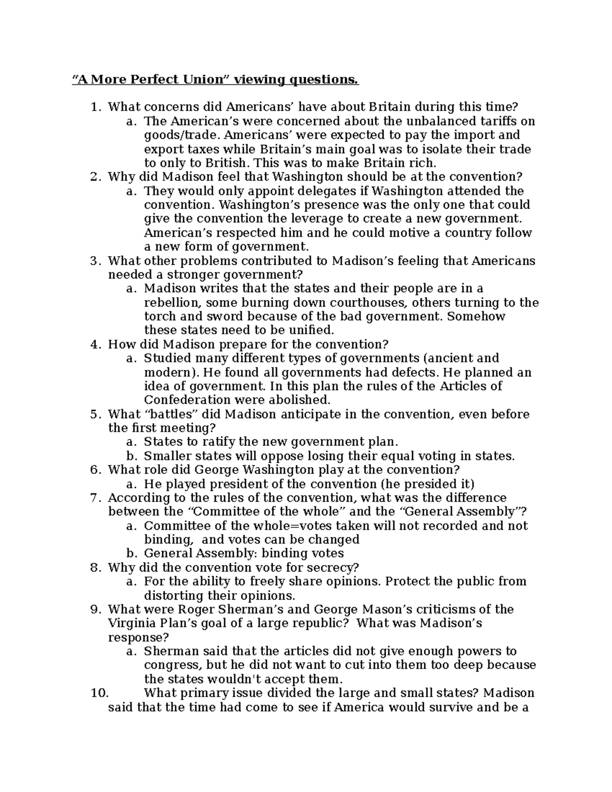 B-A A More Perfect Union Viewing Questions & Answers - Studocu