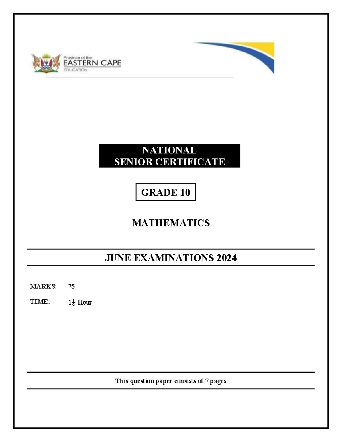 Official Gr 12 Mathematics P1 June 2025 Exam Marking Guidelines - Studocu