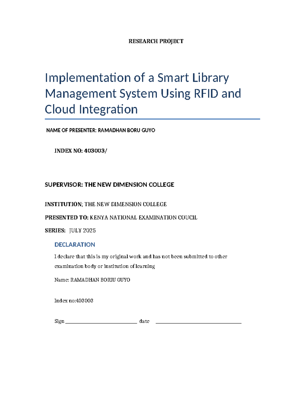 Smart Library Management System Project (RFID & Cloud Integration) - Studocu