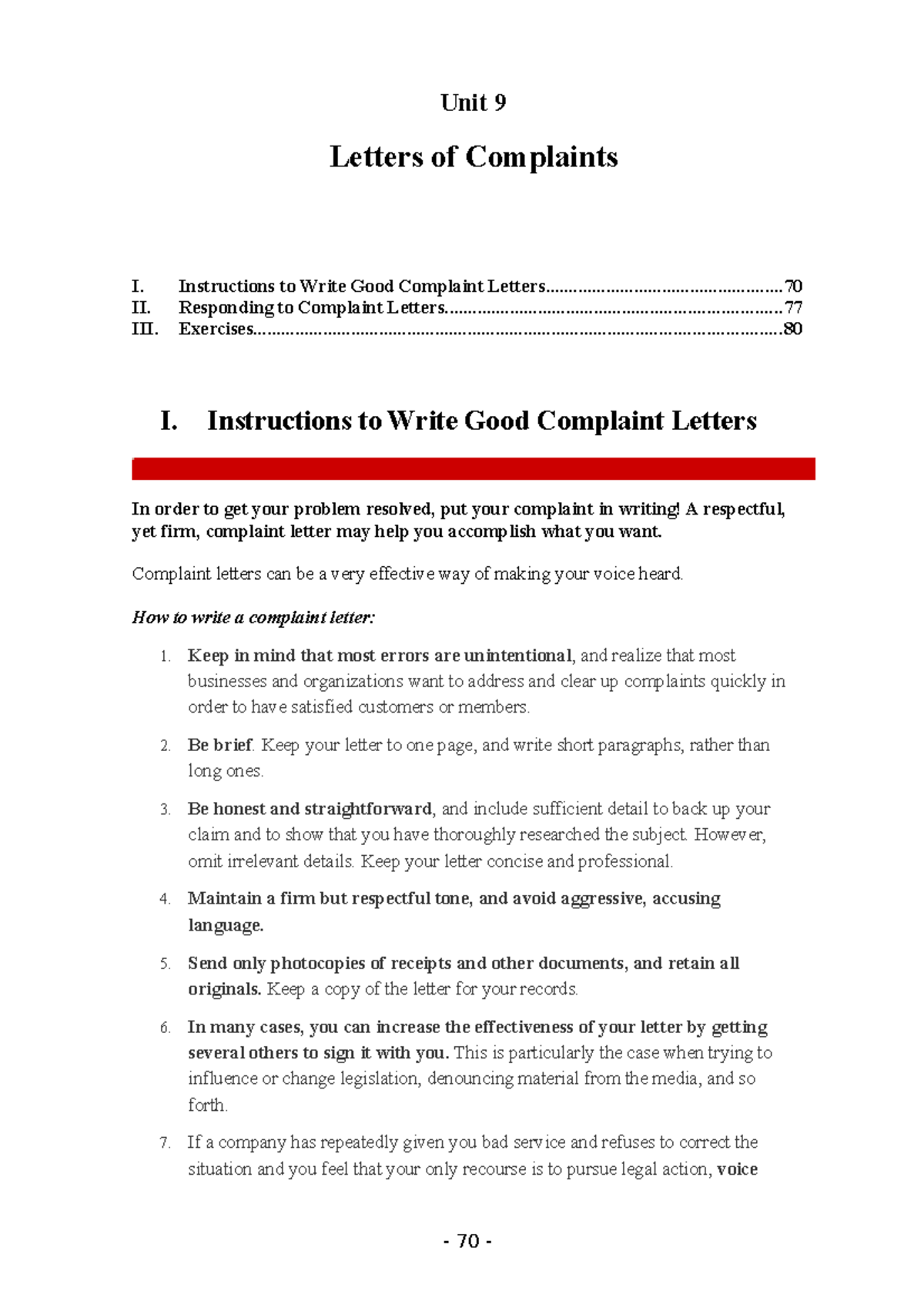 Complaints - Thư phàn nàn - Unit 9 Letters of Complaints I ...