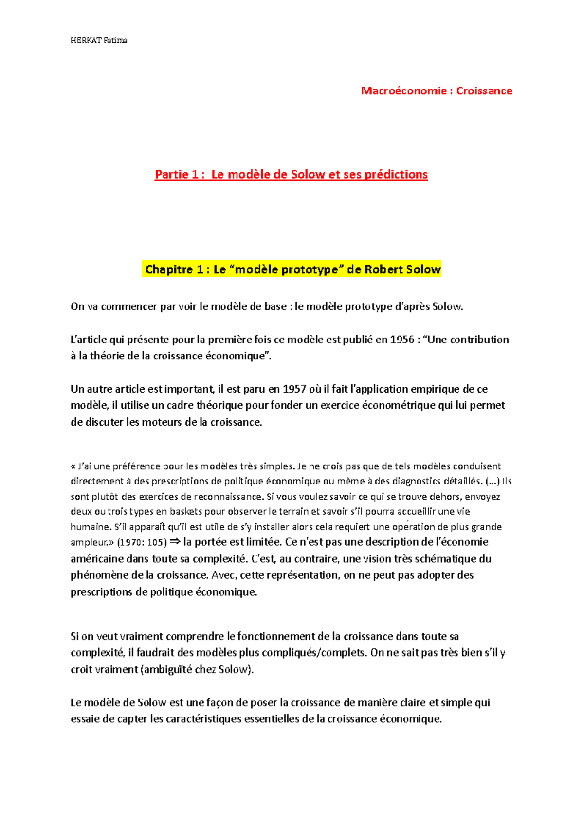 Modèle de Solow en Macroéconomie : Cours et Analyse des Prédictions ...