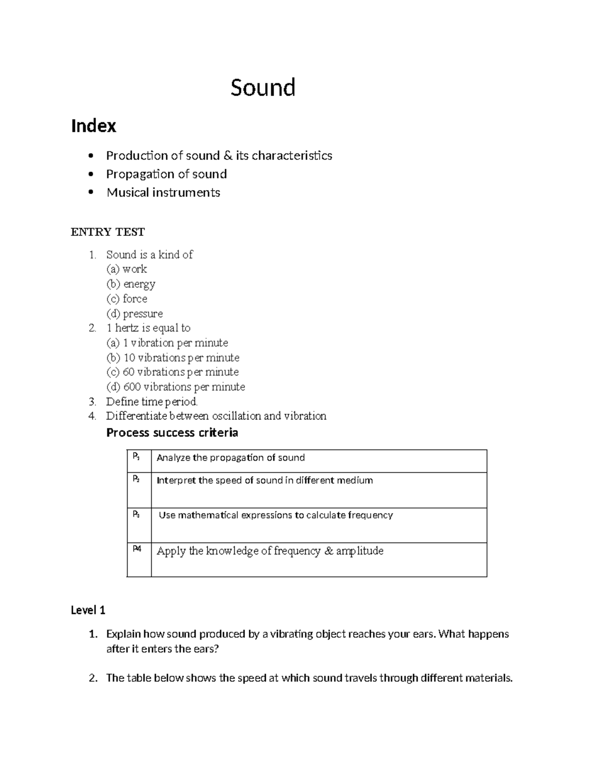 Sound Index: Characteristics, Propagation & Instruments - ENTRY TEST ...