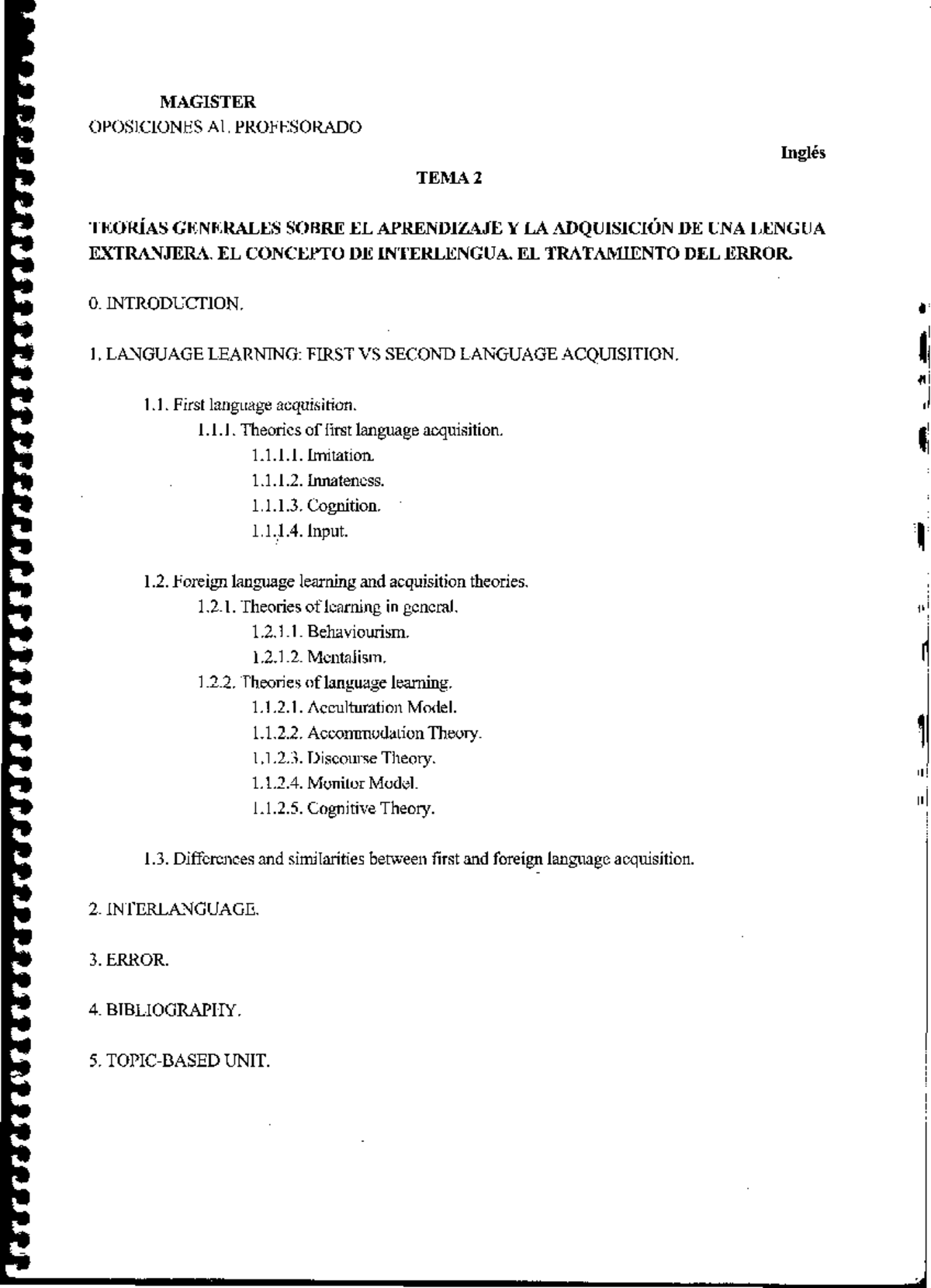 17736955 Tema 2 Oposiciones Sec Und Aria Ingles Magister - Inglés - Studocu