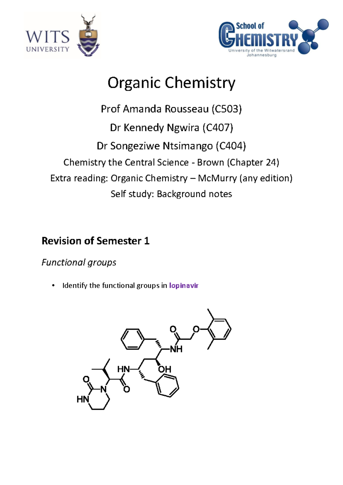 Chem 1012: Organic Chemistry Notes - Functional Groups & Reactions ...