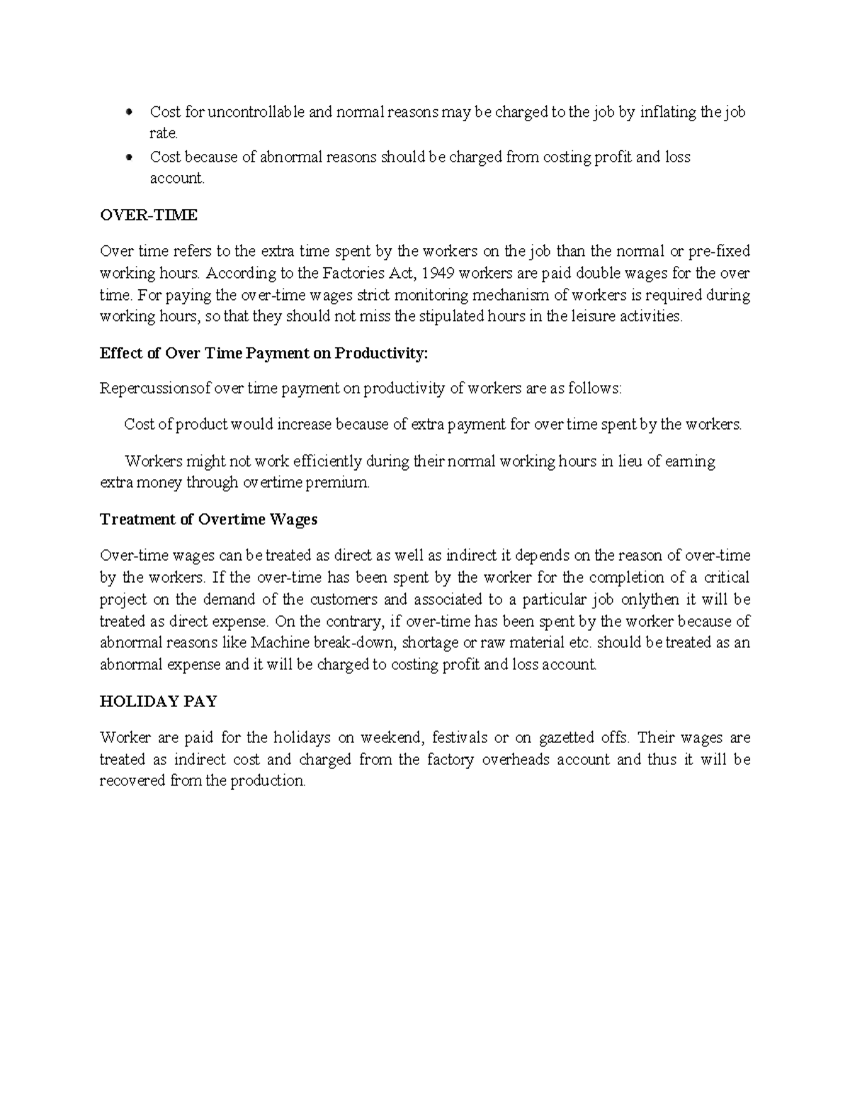 BBA CA Lecturenotes: Understanding Overtime, Wages, and Labour ...