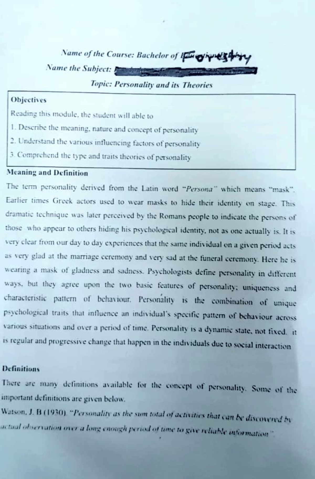 Personality Development: Theories and Influencing Factors - Studocu