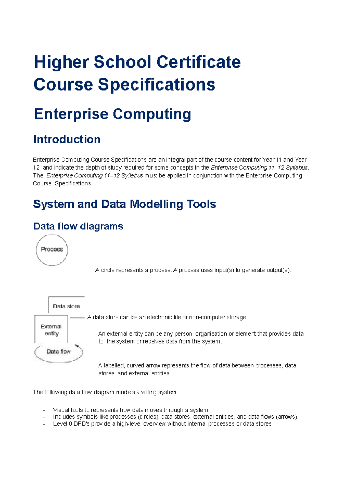 Enterprise Computing HSC Course Specs for Years 11 & 12 - Studocu