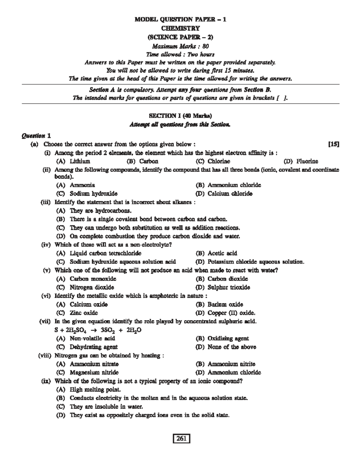 Chemistry X 2023 Model Question Paper 1-3 - Studocu