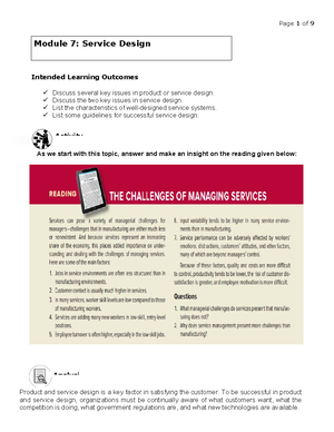 TQM- Module 10-Capacity Planning - Intended Learning Outcomes Name the ...