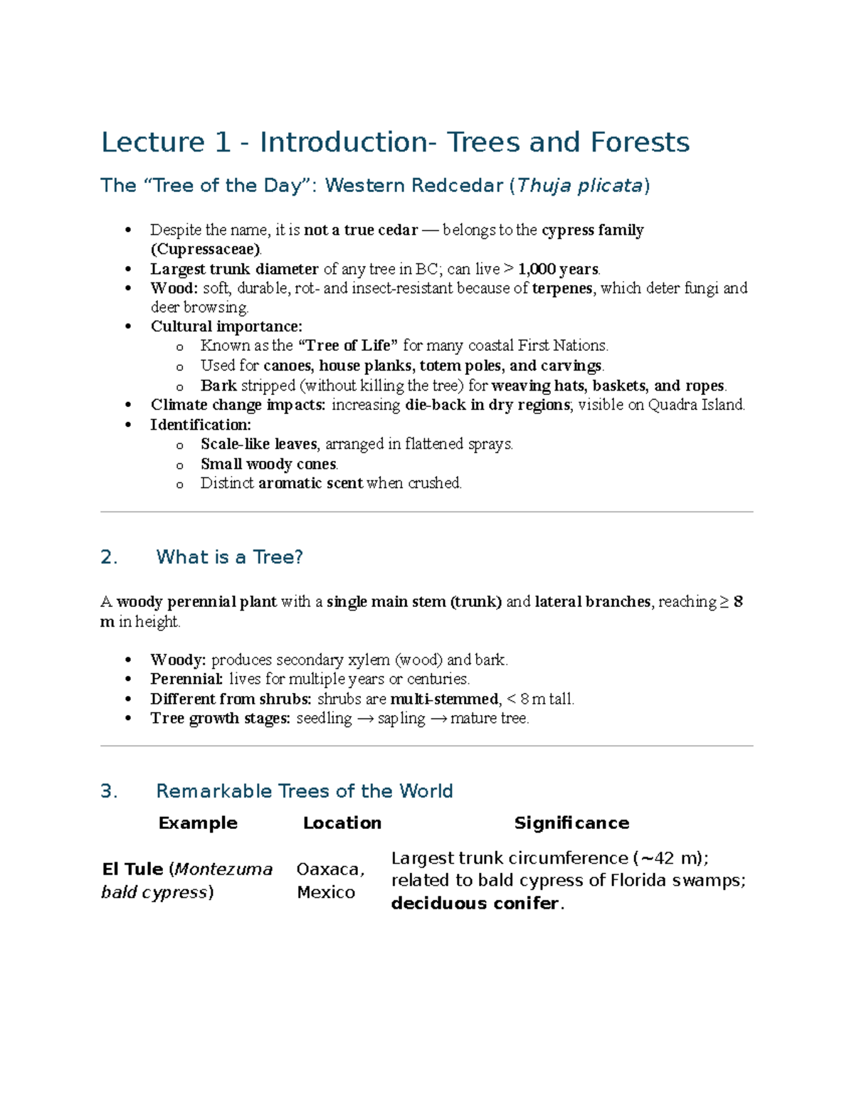 Lecture 1 - Introduction to Trees and Forests (BIOL 101) - Studocu