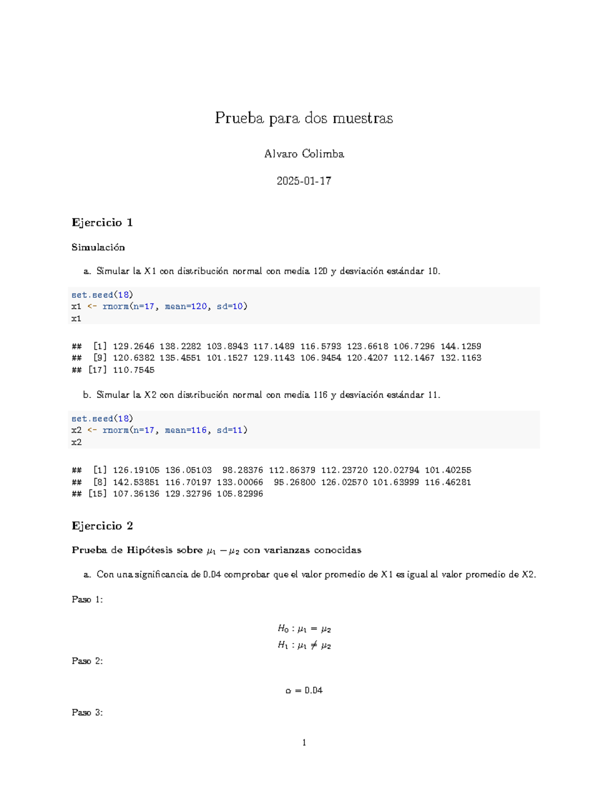 Deber p Hip 2m NRC1292 - Simulación y Pruebas de Hipótesis - Studocu