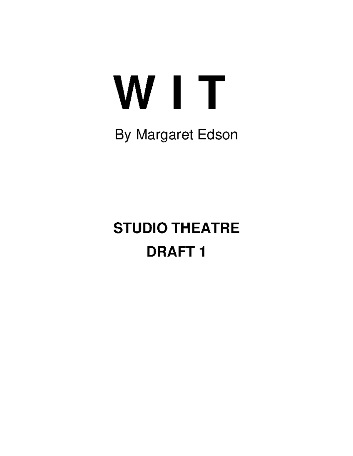 WIT by Margaret Edson - Character Analysis and Scene Breakdown - Studocu