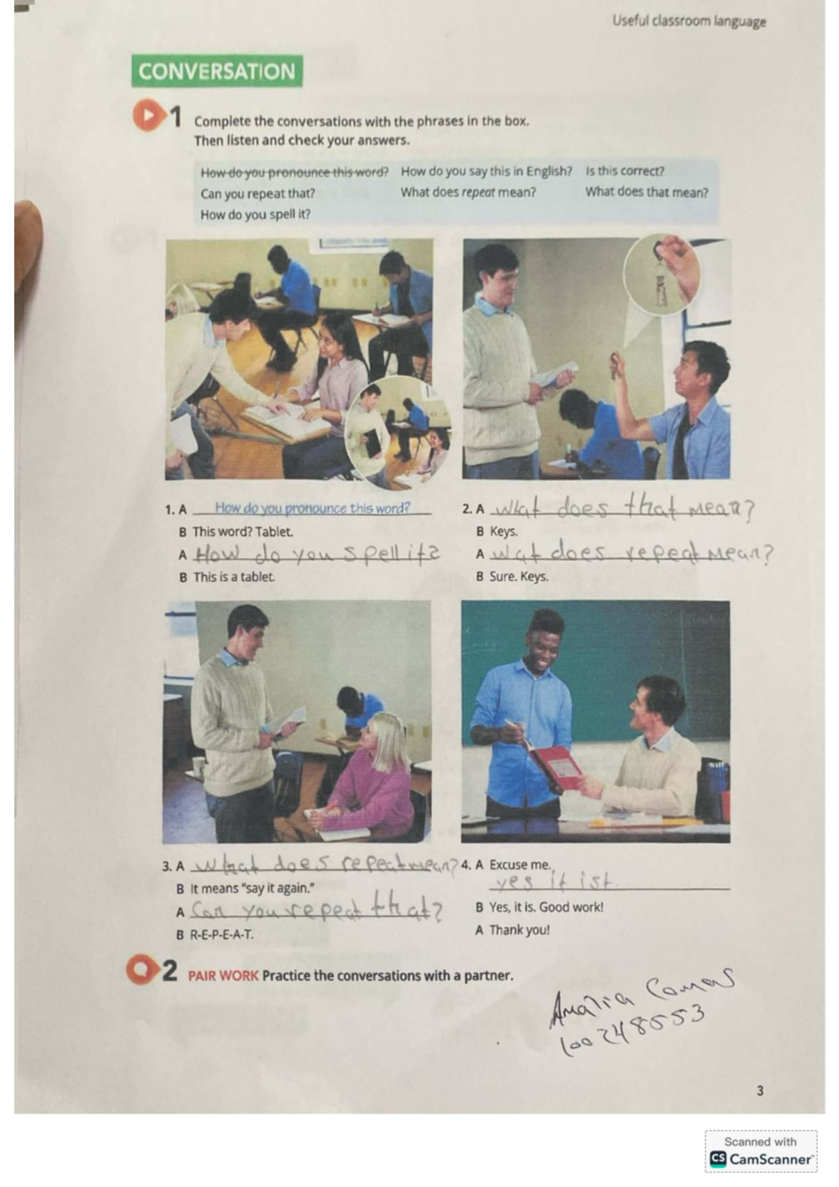 Classroom Language Practice: Conversations & Grammar (Unit 1) - Studocu