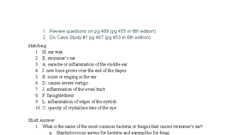 AH 120 Chapter 17 - Case Study & Review Questions - Studocu