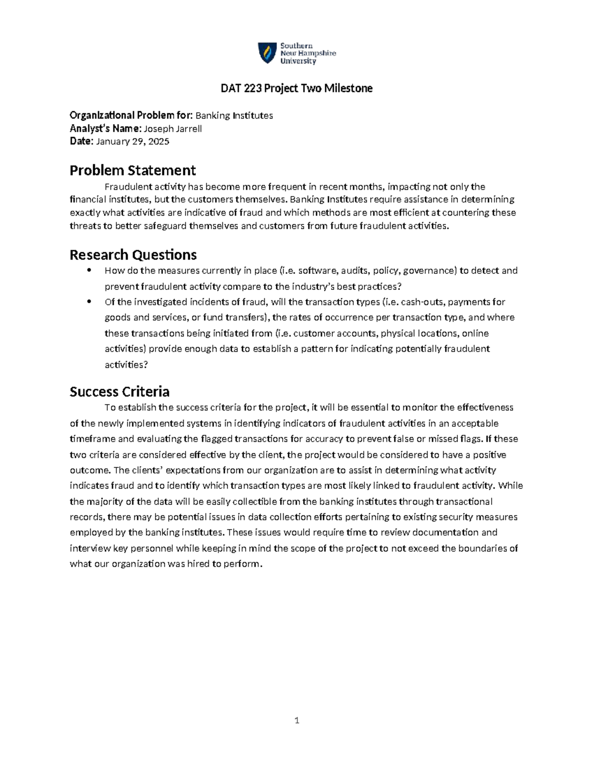 DAT 223 Project Two Milestone - DAT 223 Project Two Milestone ...