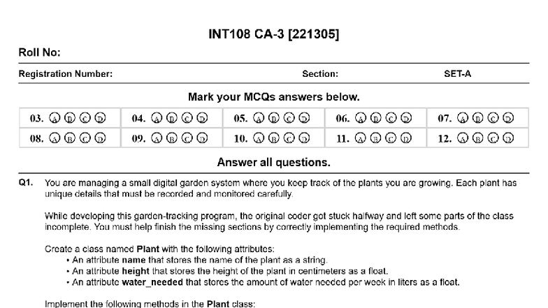 30011 - K25TG-G1 - SET-A MCQ Answers and Programming Tasks - Studocu