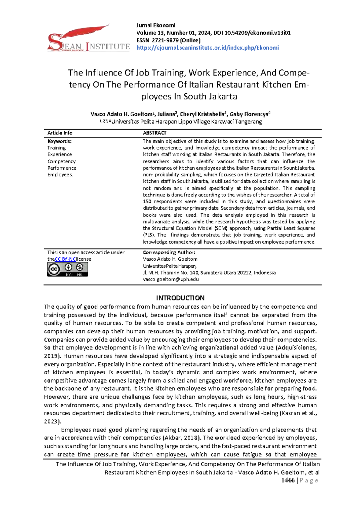 The Influence of Job Training, Work Experience, and Competency on ...