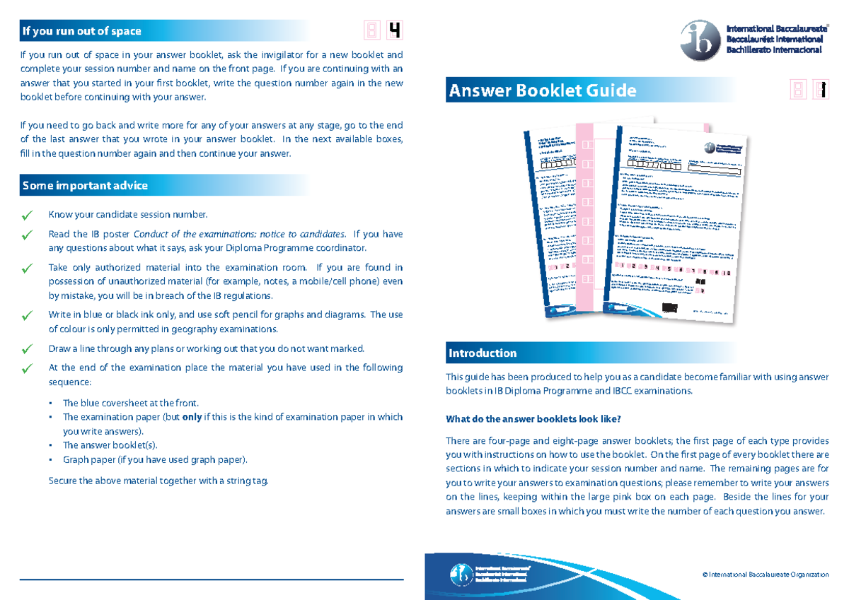 IB Answer Booklet Guidelines for 2015 - 2 - Studocu