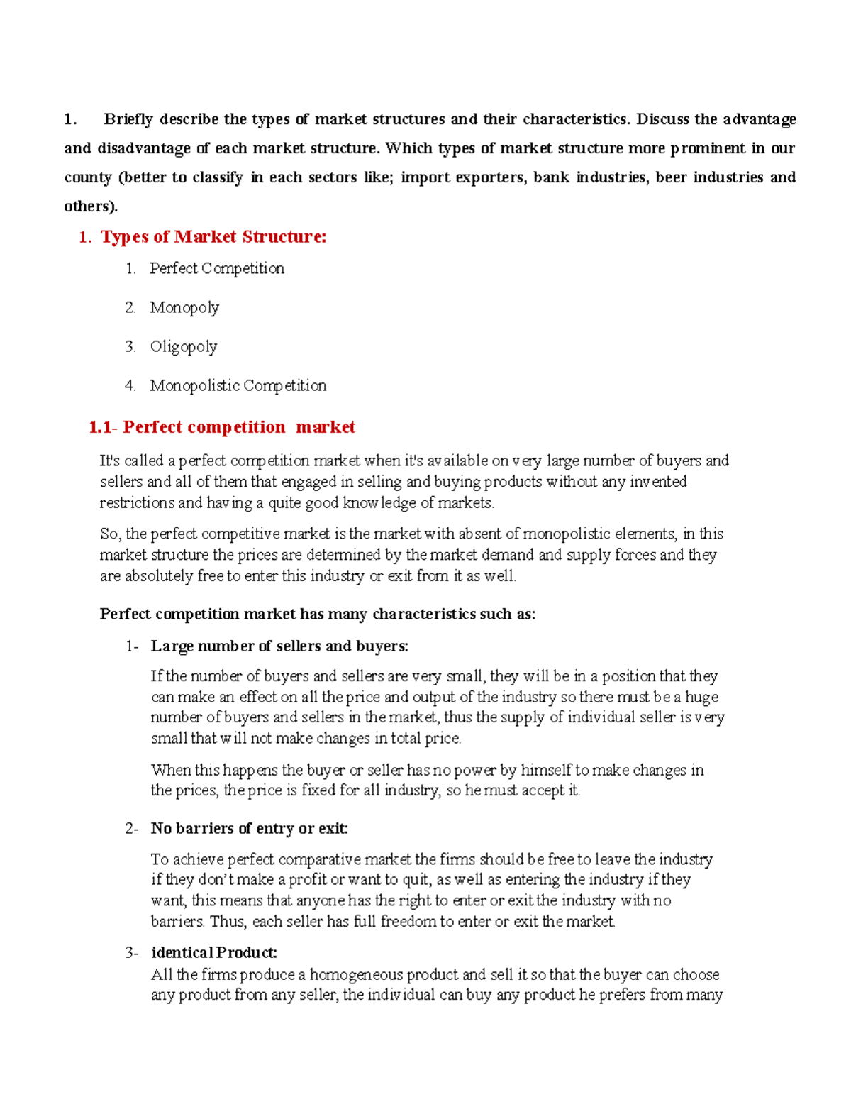 Types of Market Structure - Briefly describe the types of market ...