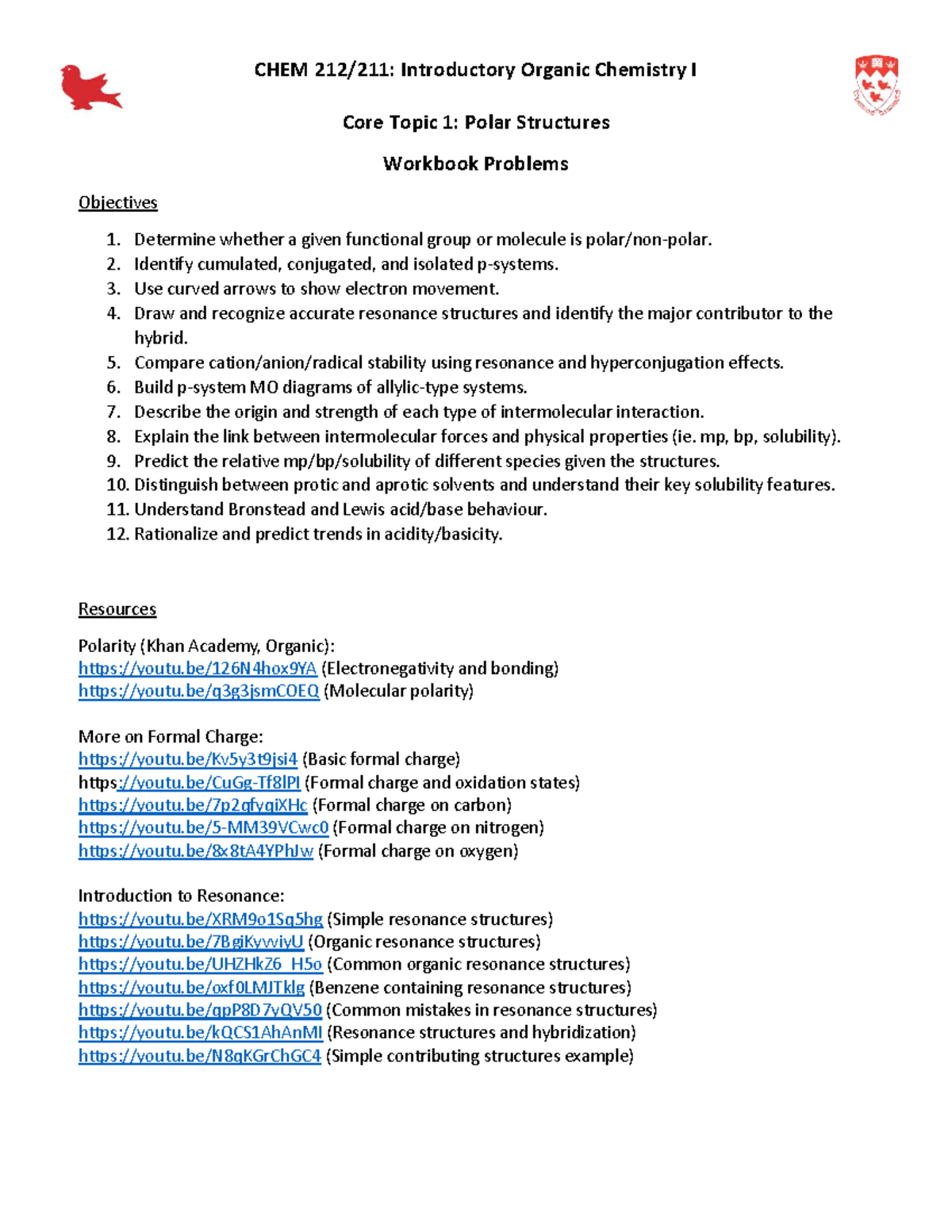 CHEM 101: Introductory Organic Chemistry I - Core Topic 1 Workbook ...