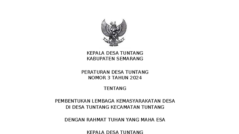 Peraturan Desa Tuntang No. 3 Tahun 2024 tentang Lembaga Kemasyarakatan ...