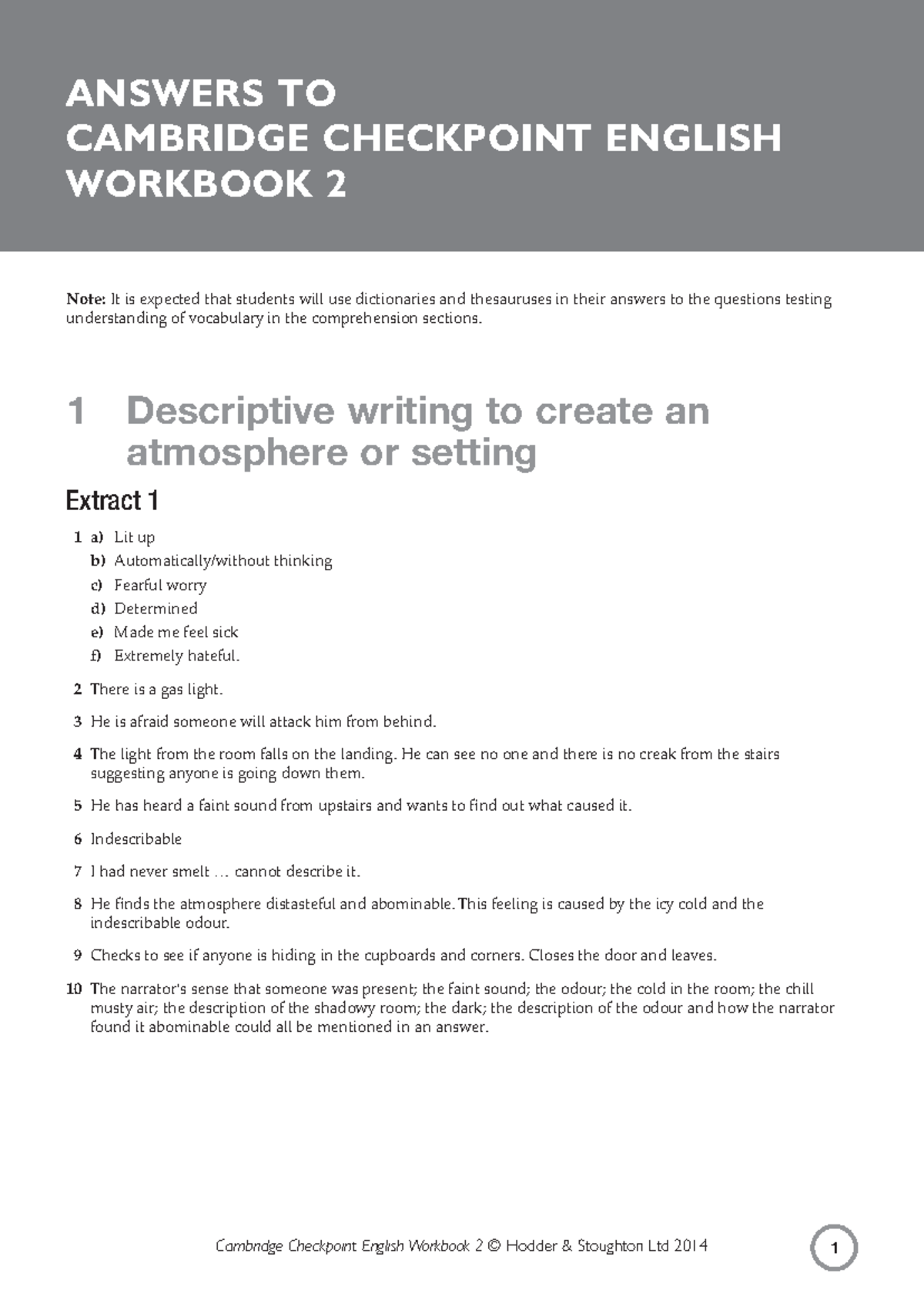 Checkpoint English Workbook 2 - Answers and Insights - Studocu