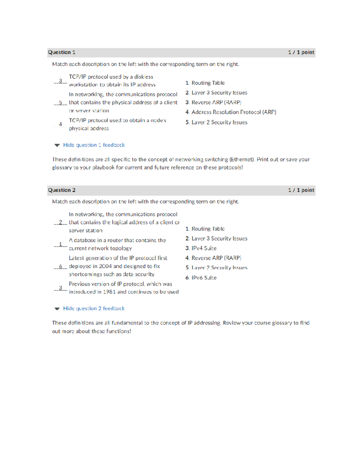 CYB 210 Module 3 3-0 Knowledge Check - Question 1 1 1 point Match each description on the left ...