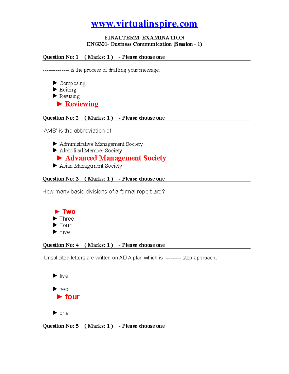 ENG301 Final Term Exam Solved Paper 5(2) - Business Communication - Studocu