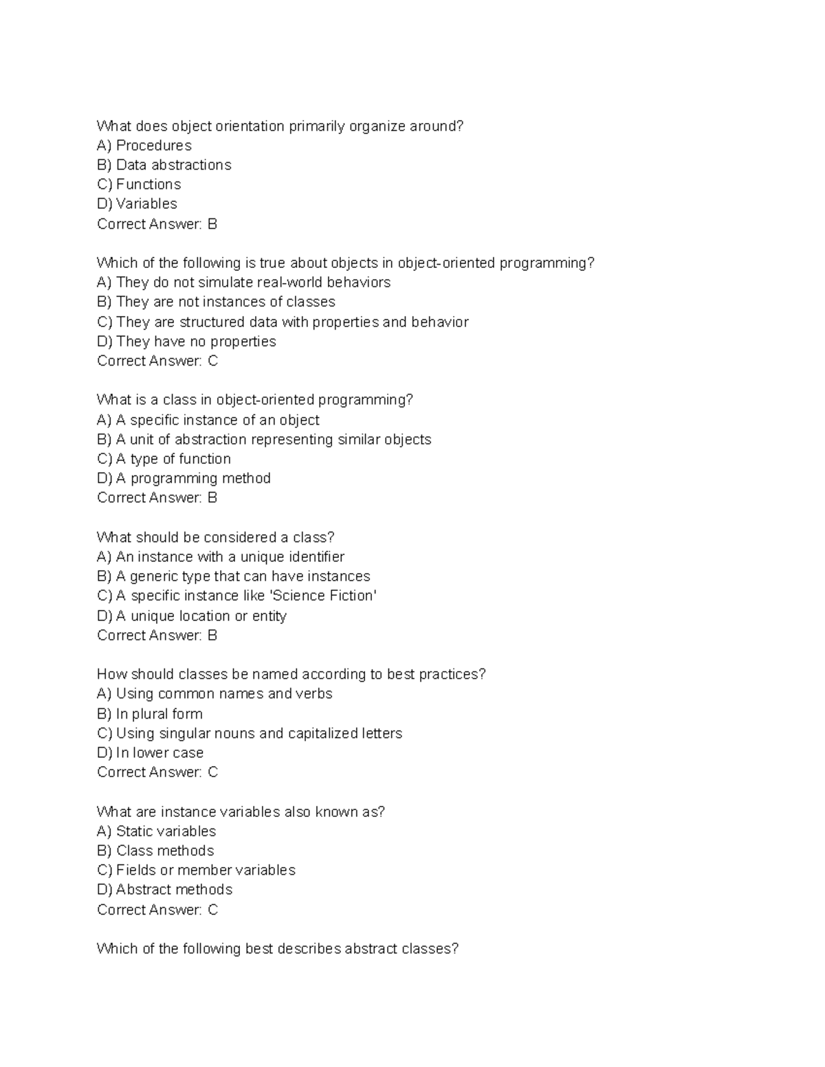 2240 Object-Oriented Programming Practice Questions and Answers - Studocu