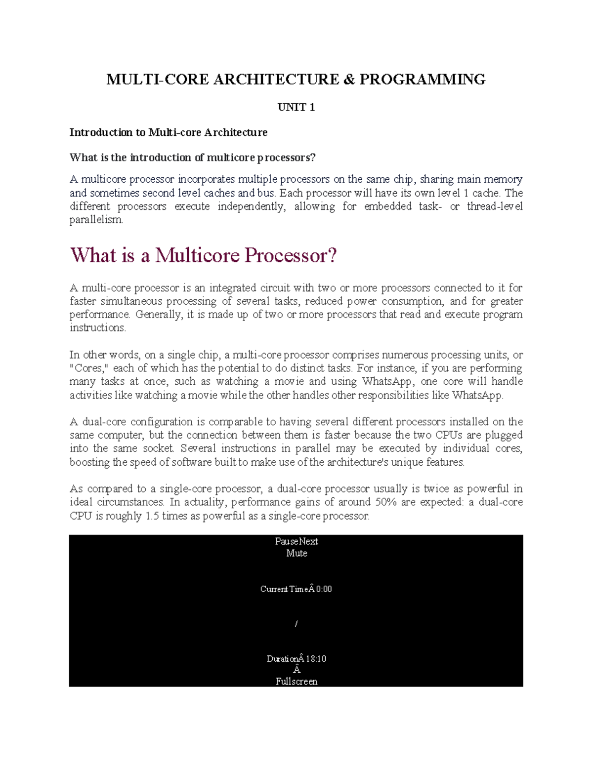 ARCH 101: Multi-Core Processor Architecture & Programming Overview ...