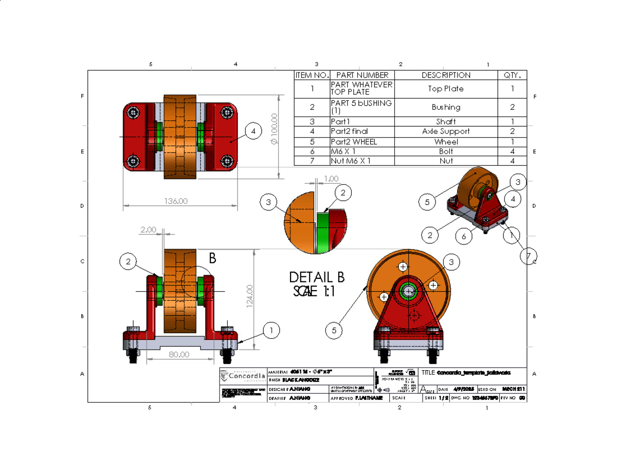MECH 211 Lab 4 Assembly View and Part Details - Studocu