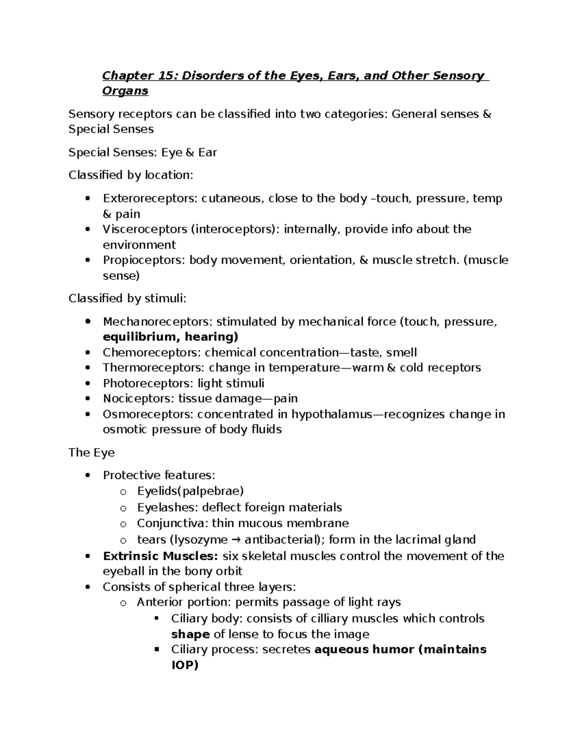 Chapter 15: Disorders of the Eyes, Ears, and Sensory Organs - Studocu