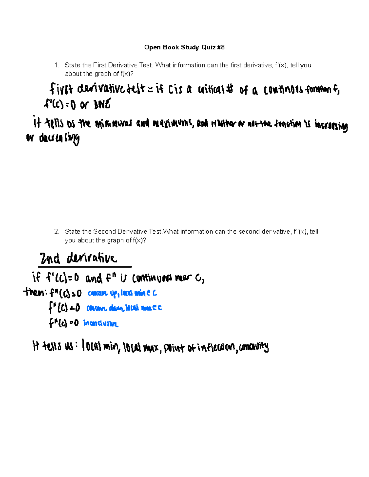 Open note quiz 8 - naaa - Open Book Study Quiz # 8 State the First ...