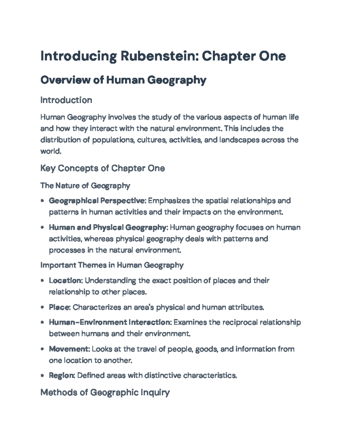 Human Geography Overview: Key Concepts & Methods (Rubenstein Ch. 1 ...