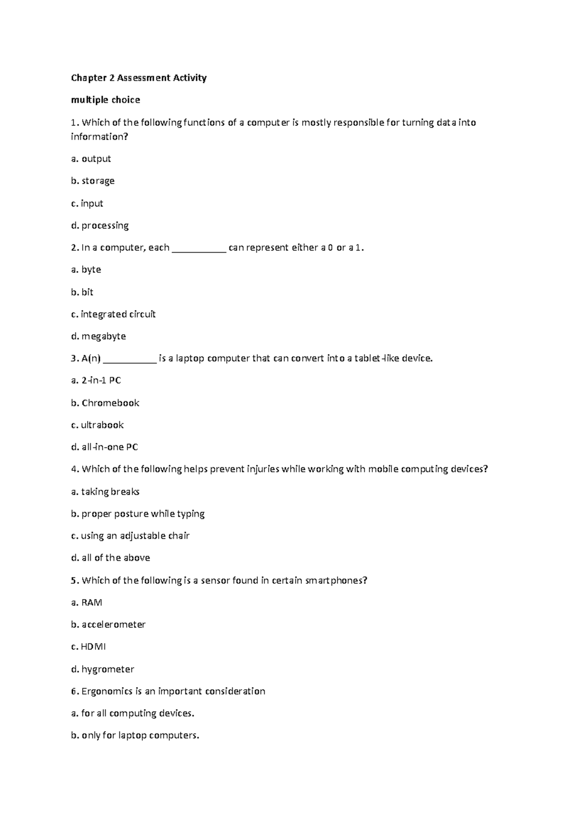Chapter 2 Assessment Activity CGA - Chapter 2 Assessment Activity ...