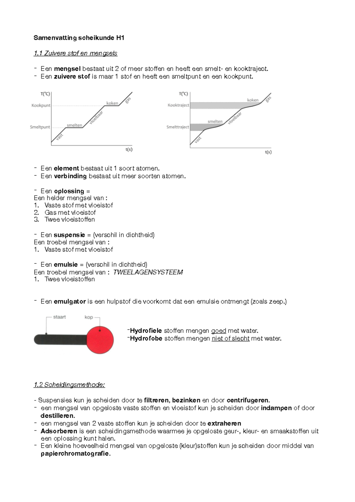 Scheikunde Samenvatting H: Stoffen, Mengsels en Chemische Reacties ...