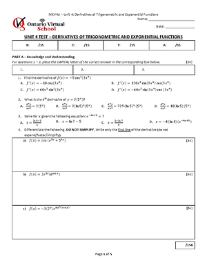 Calculus And Vectors - University Preparation - Grade: 12 - High School ...