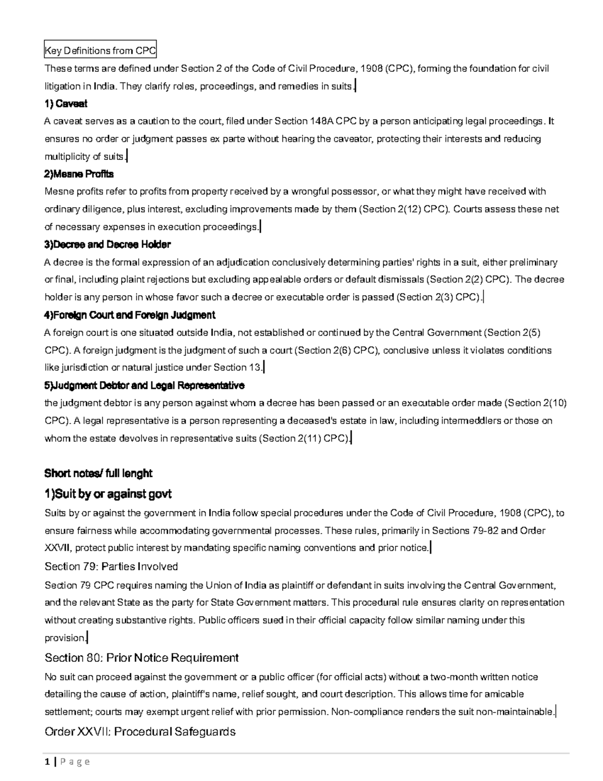 CPC 1908: Key Definitions and Concepts Explained - Studocu
