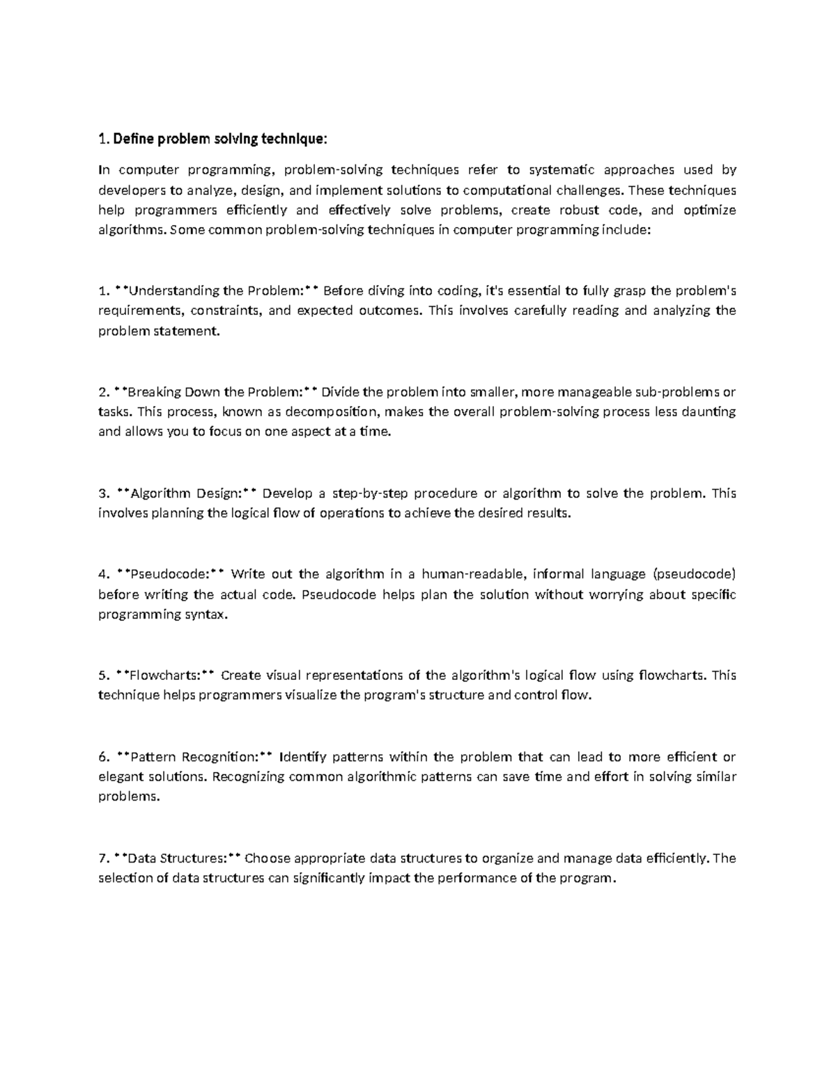 C Programming Problem Solving Techniques and Approaches - Studocu