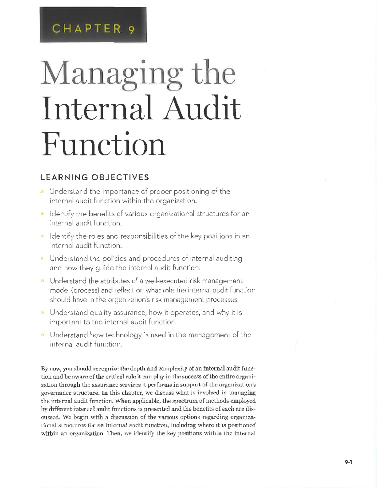 BAB 9 IA - Managing Internal Auditing Functions and Frameworks - Studocu
