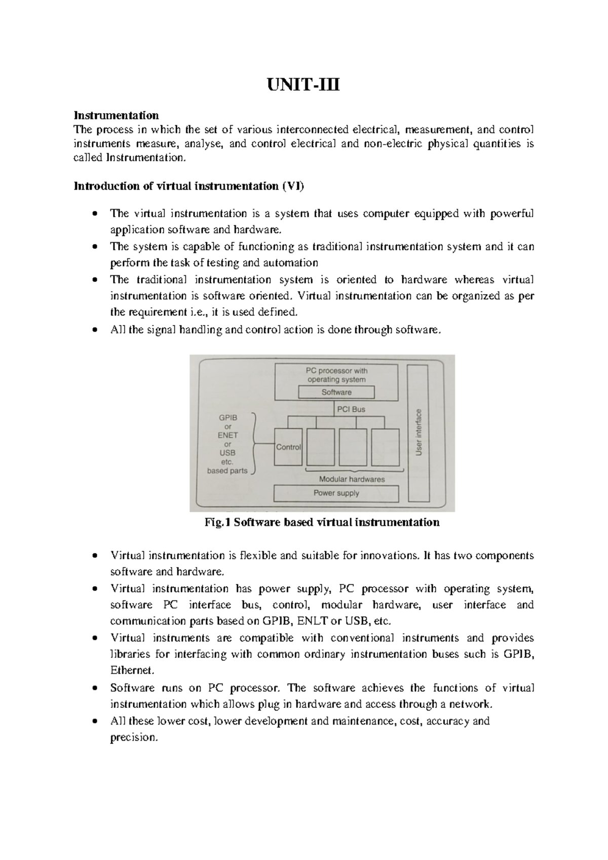 UNIT-III Notes: Understanding Instrumentation and Virtual Systems - Studocu
