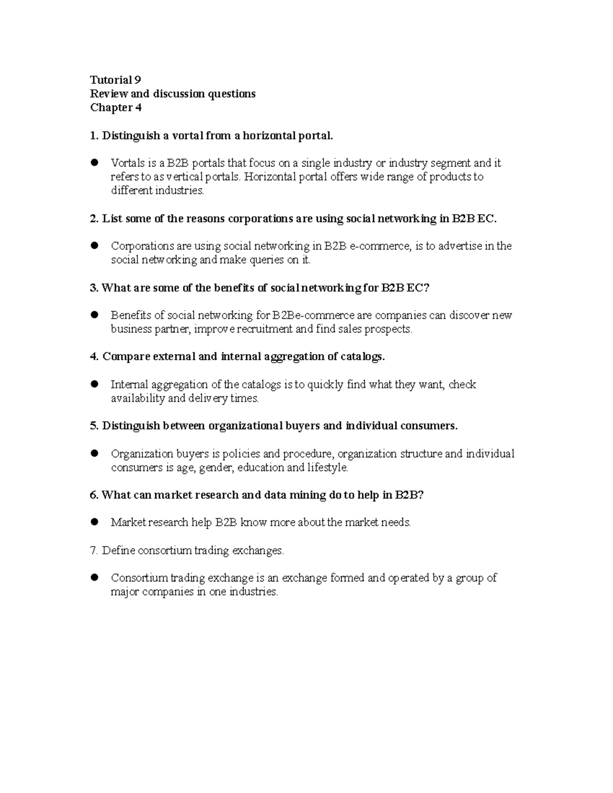 Tutorial 9 E-commerce book - Tutorial 9 Review and discussion questions ...