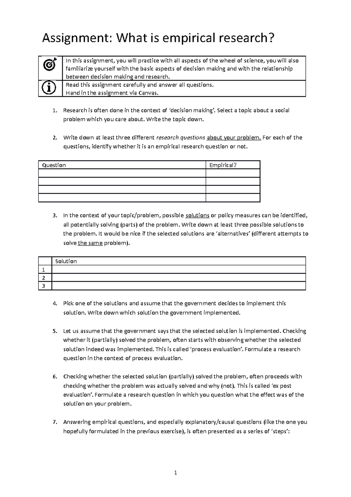Unit 1 - Empirical Research Assignment Overview and Guidelines - Studeersnel