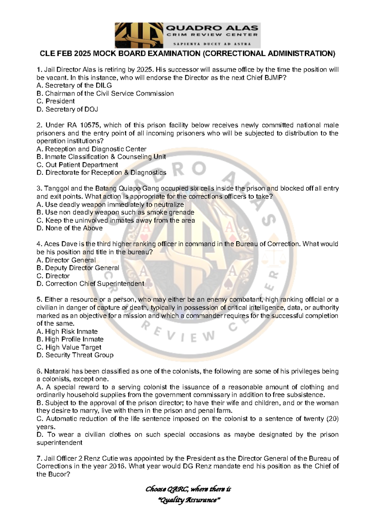 Correctional Administration Review Notes: Key Topics & Concepts - Studocu