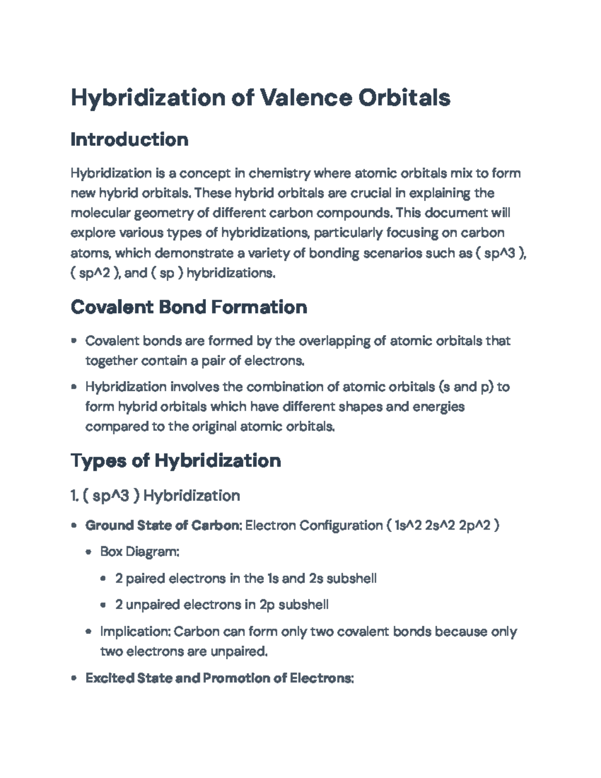 Understanding Hybridization of Valence Orbitals in Chemistry ...
