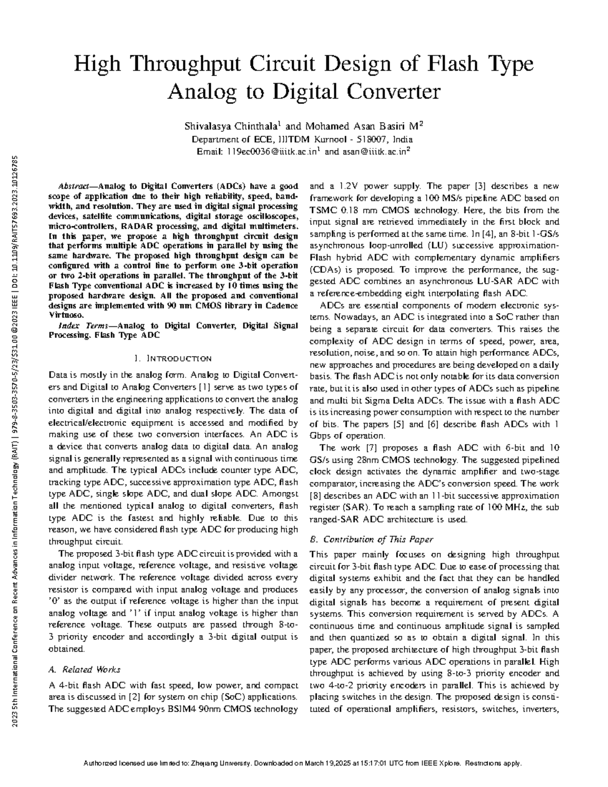 High Throughput 3-Bit Flash Type ADC Design for ECE 2023 - Studocu