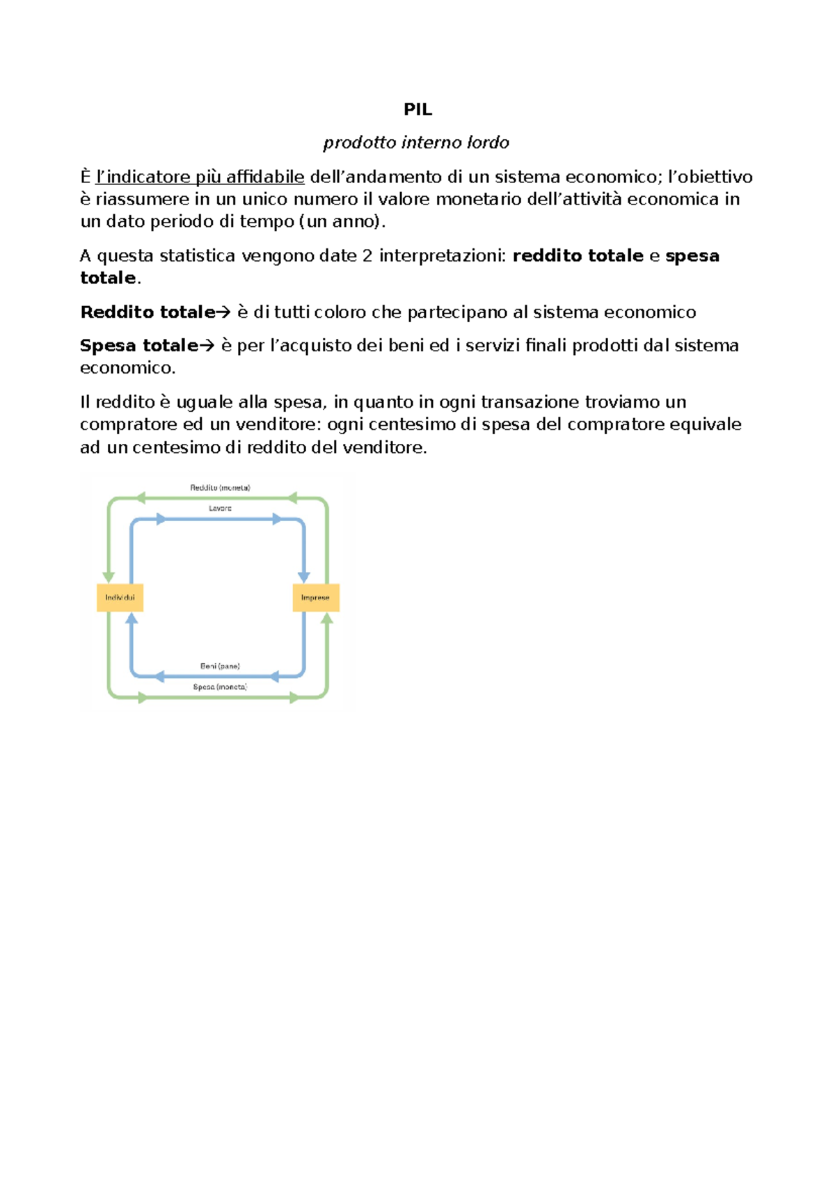 Documento 1 - non - PIL prodotto interno lordo È l’indicatore più ...