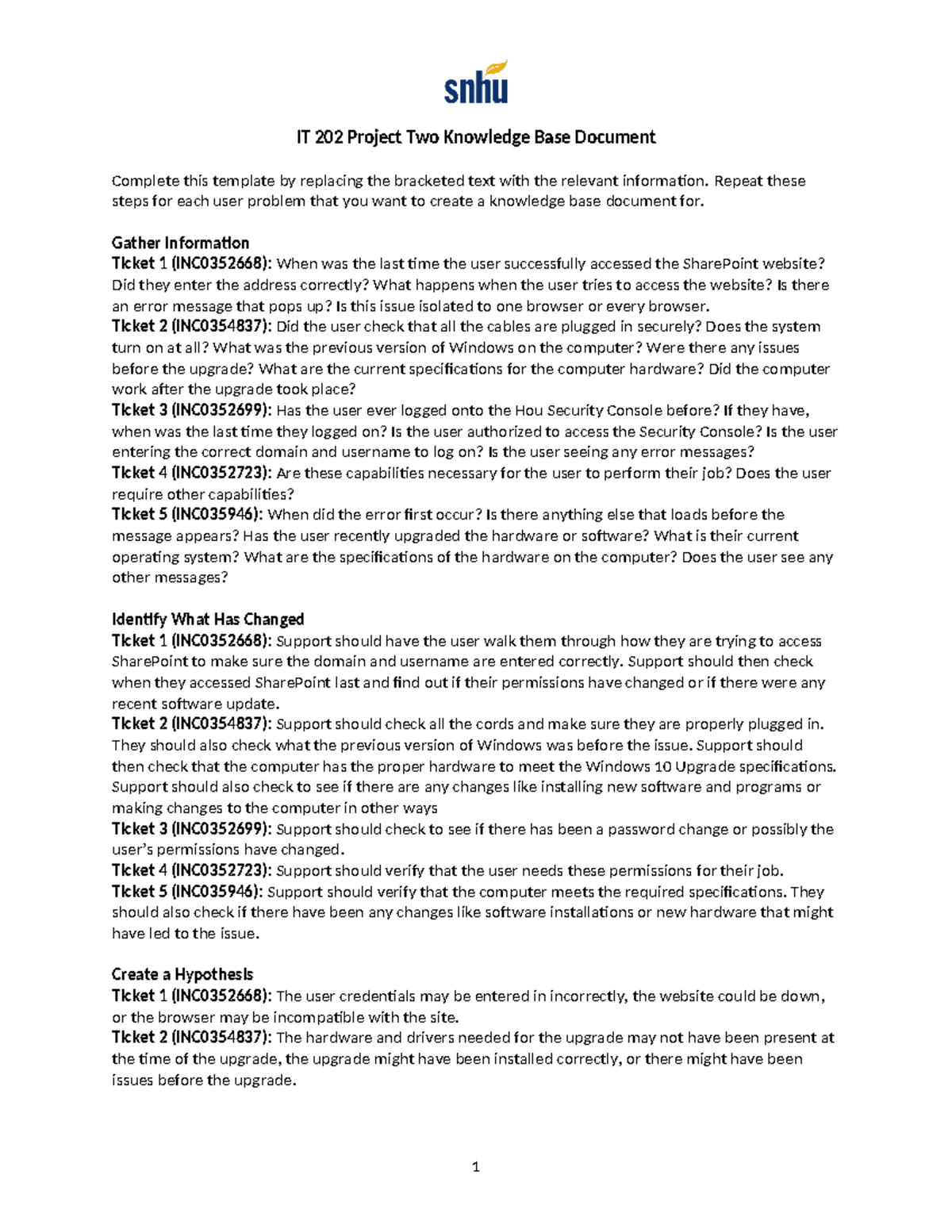 Project Two Knowledge Base Document - IT 202 Project Two Knowledge Base ...