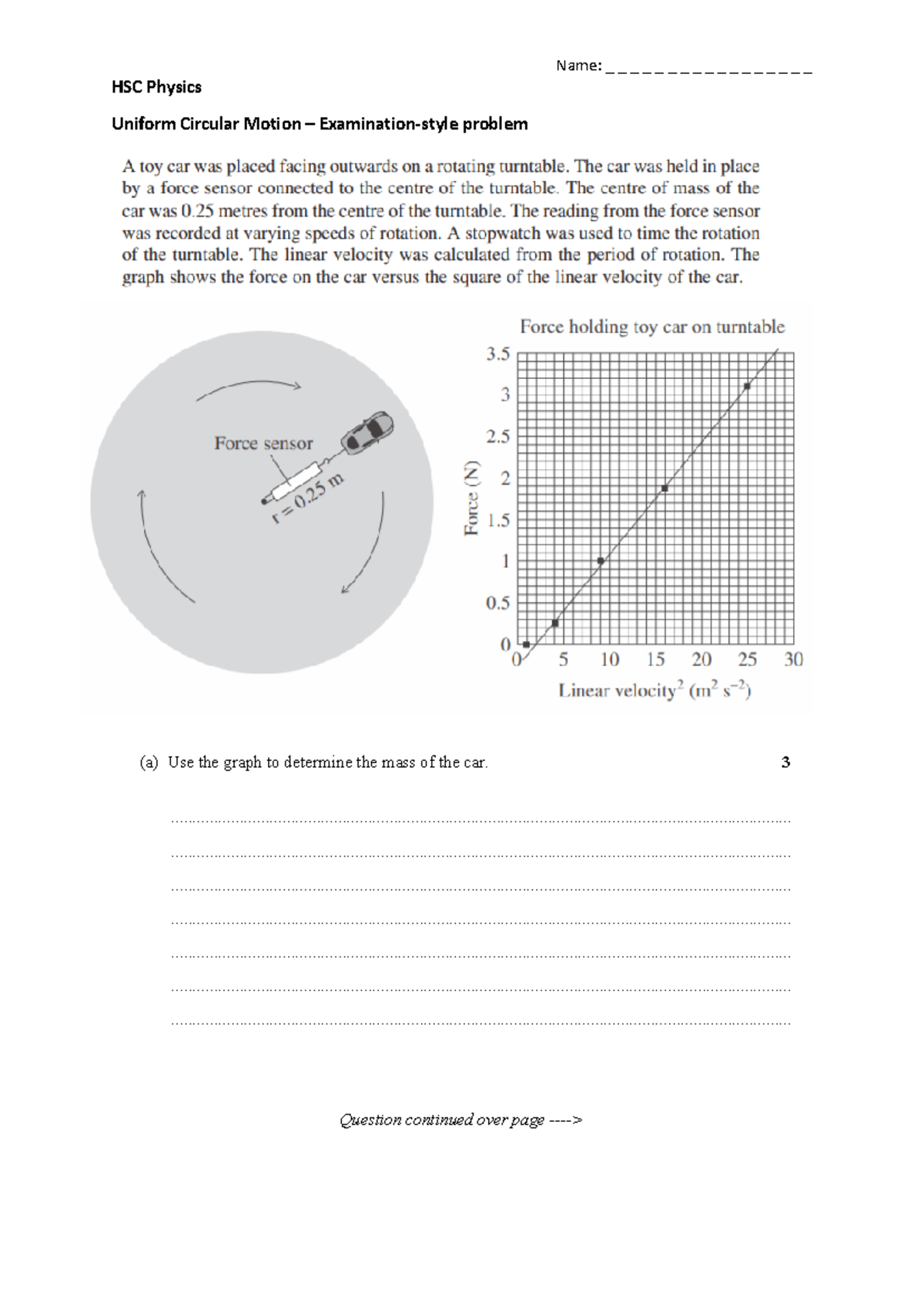 12Physics Advanced Mechanics Uniform Circular Motion Exam Style ...