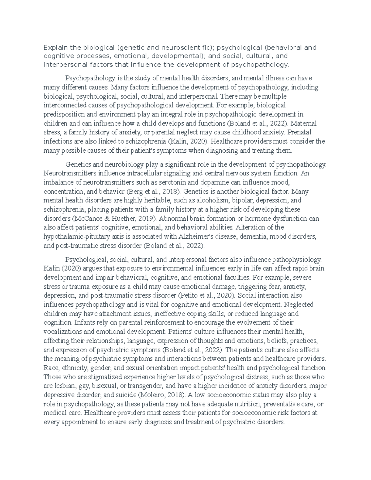 Psychopathology Development: Influences & Factors - Discussion 1 Assignment - Studocu